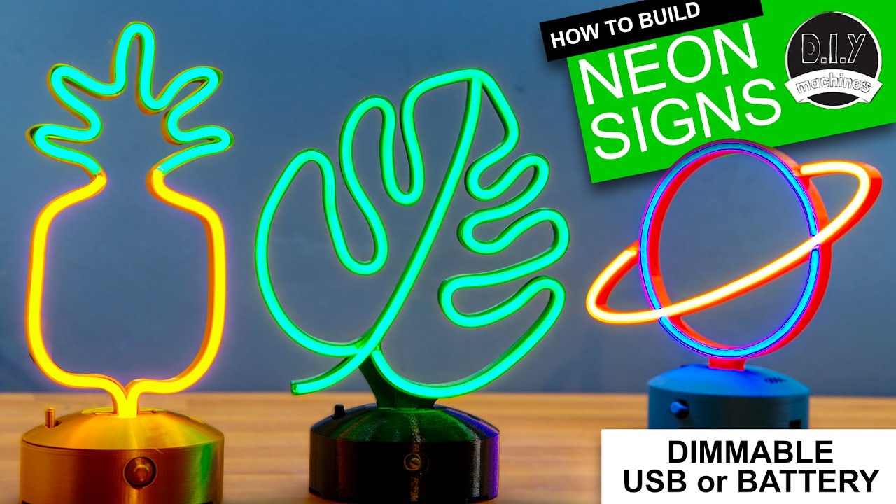 How to make 3D Printable Desktop Neon Signs - Battery or USB powered ...